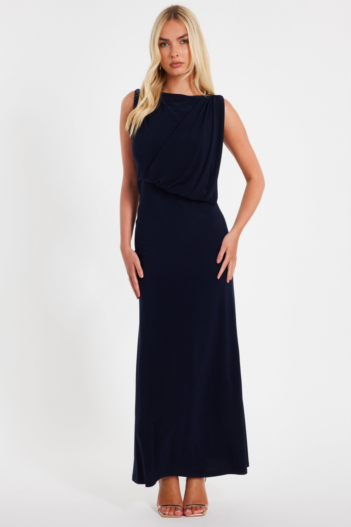 Click here for Quiz Womens Draped Maxi Dress - Navy prices