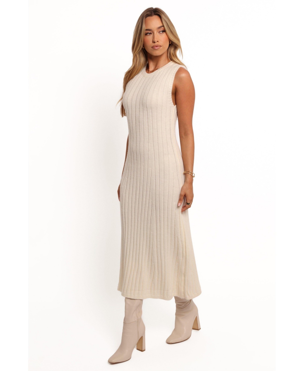 Click here for Petal and Pup Womens Kellie Knit Midi Dress - Whit... prices