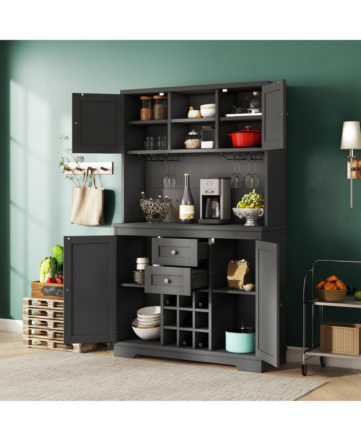 Click here for Streamdale Black Farmhouse Coffee/Wine Bar Cabinet... prices