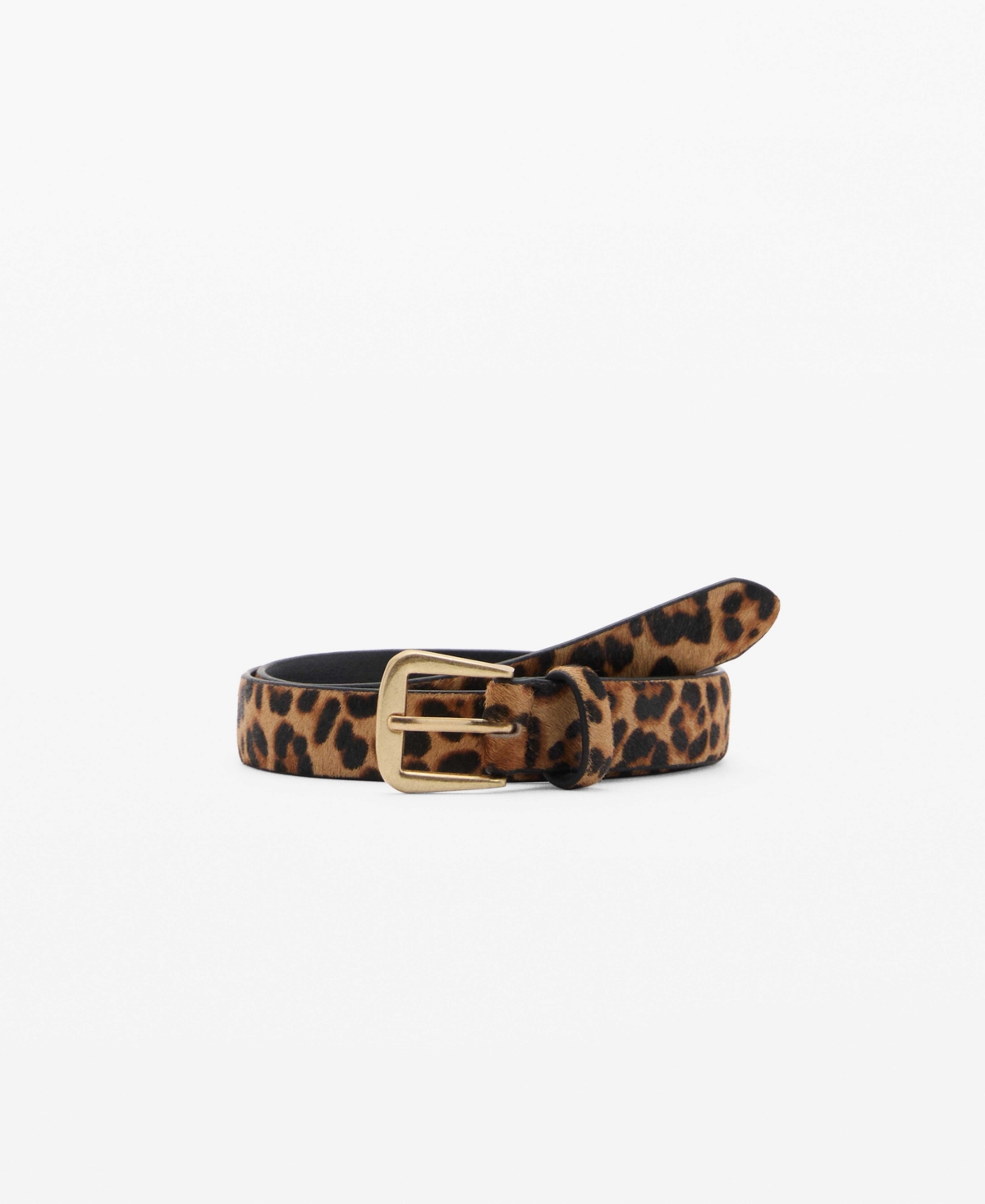 Click here for Mango Womens Leopard Leather Belt - Brown prices