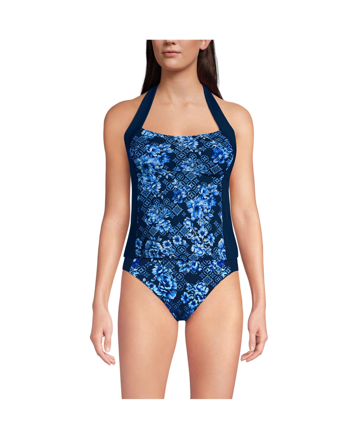 Click here for Lands End Womens Seamed Halter Tankini Top - Deep... prices