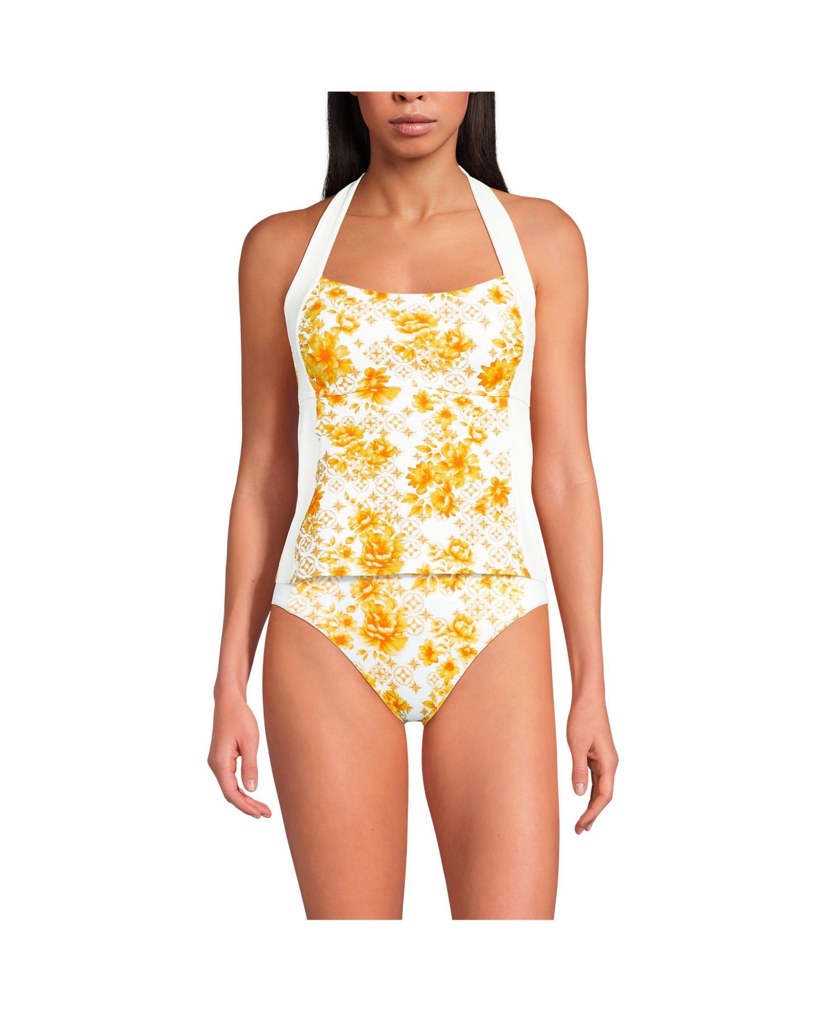 Click here for Lands End Womens Seamed Halter Tankini Top - Yello... prices