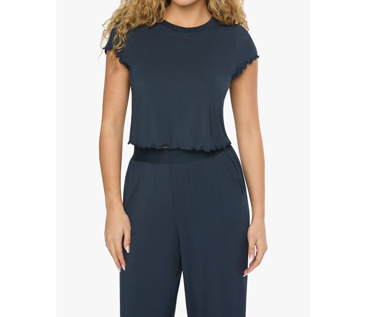 Click here for WeWoreWhat Womens Boxy Baby Tee - Dark navy prices