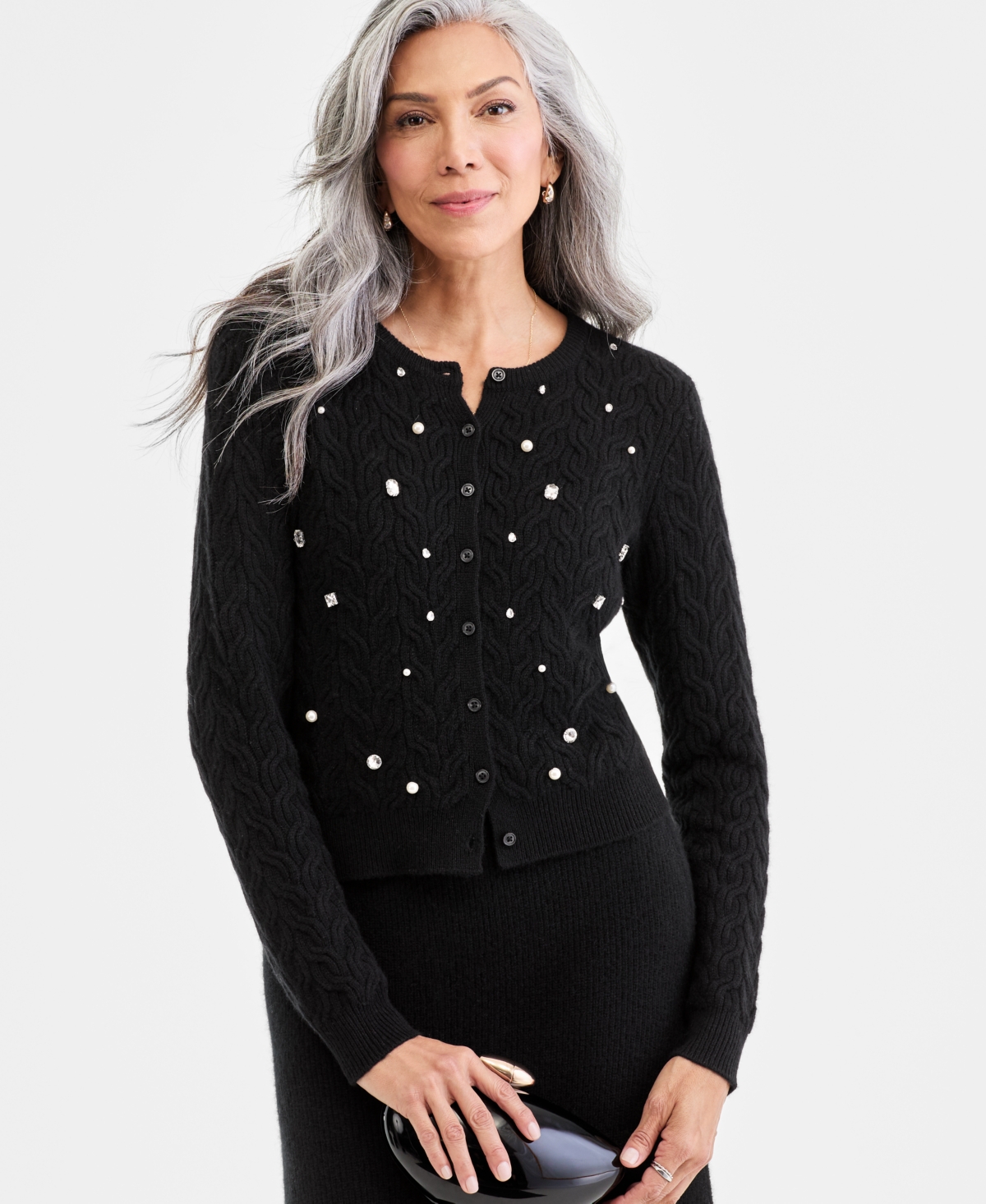 Click here for Charter Club Womens 100 Cashmere Embellished Cable... prices