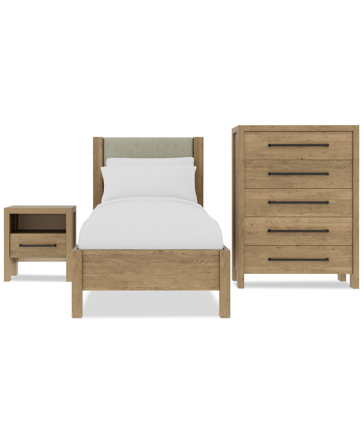 Click here for Davie 3-Pc. Twin Set (Upholstered Bed  Chest & 1-D... prices