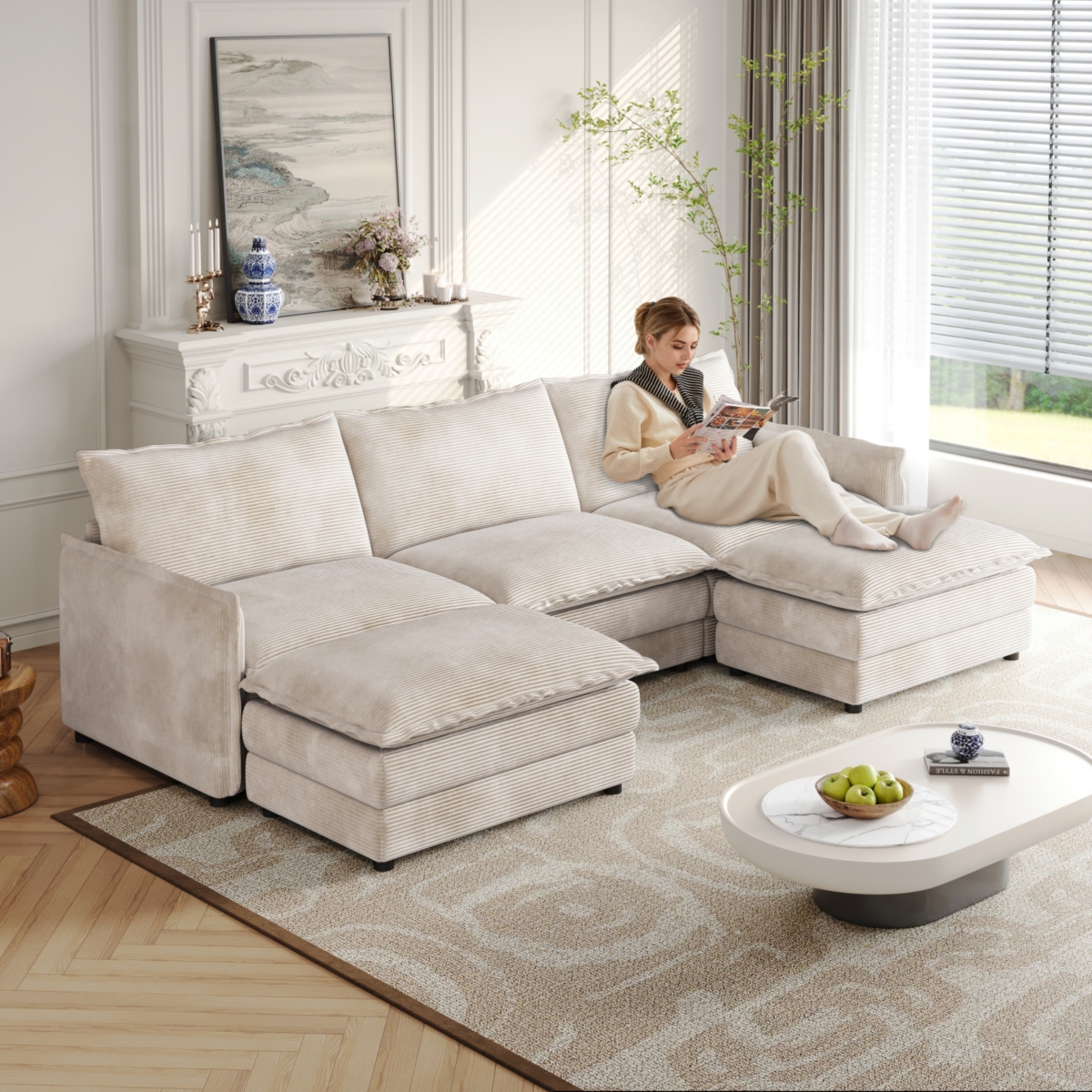 Click here for Streamdale Furniture Corduroy 3-Seater Cloud Couch... prices