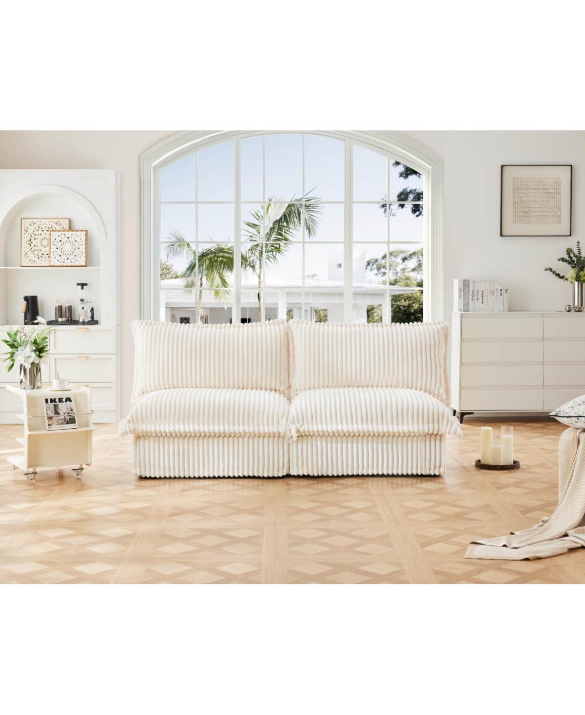 Click here for Slipcovered Armless 2-Seater Convertible Sofa with... prices