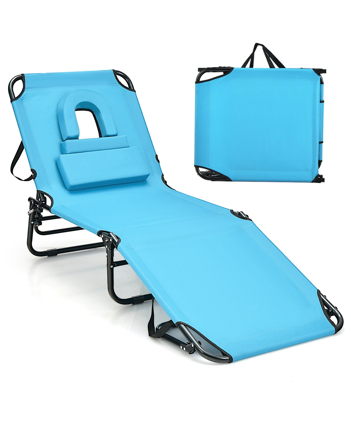 Click here for Gymax Folding Chaise Lounge Chair Bed Adjustable P... prices
