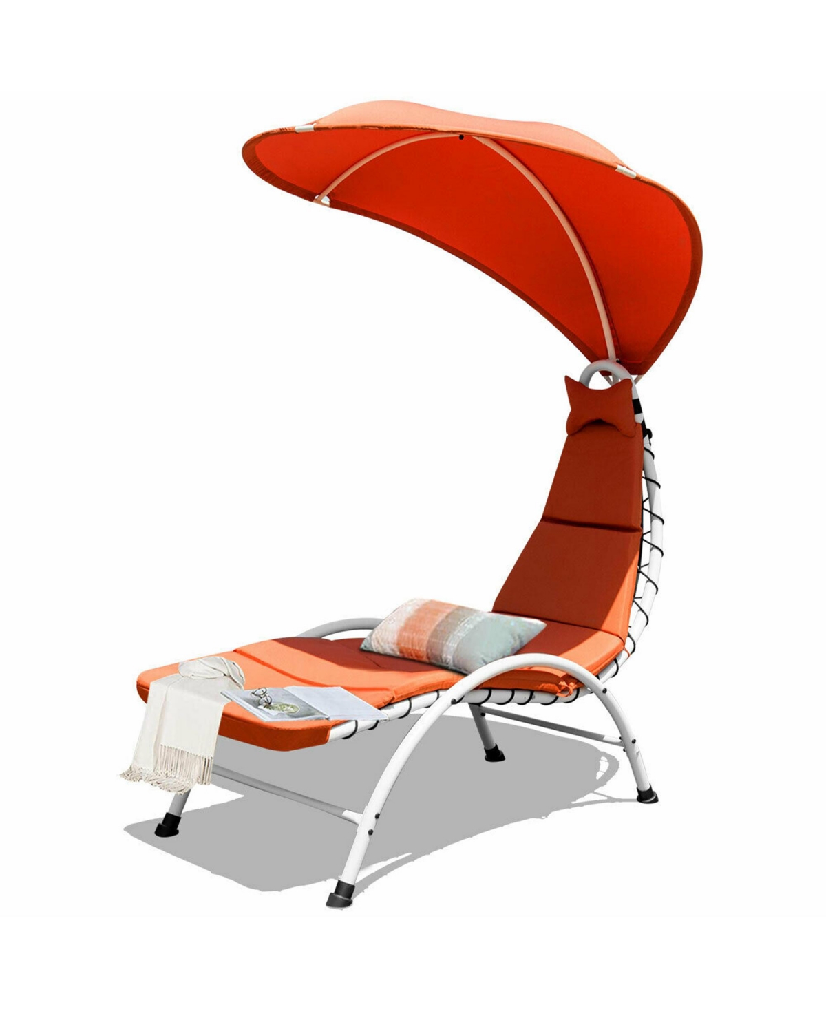 Click here for Gymax Outdoor Patio Lounge Chair Chaise w/ Steel F... prices