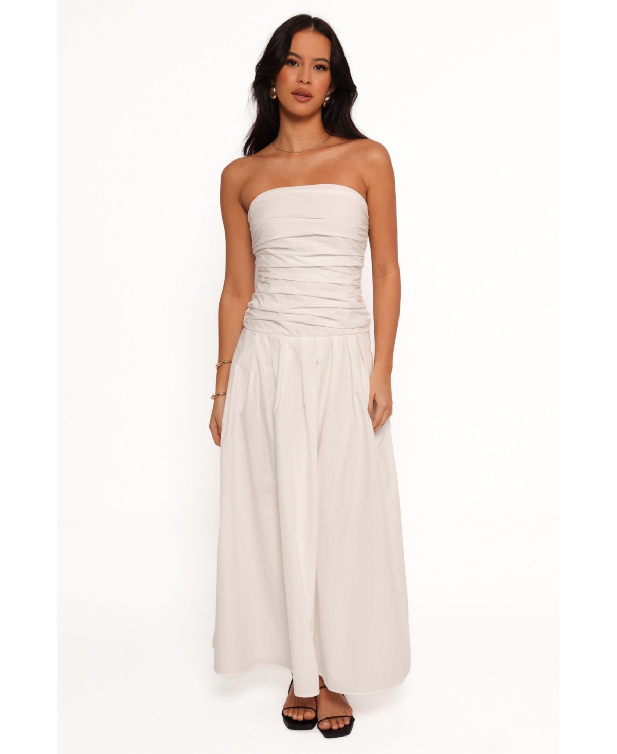 Click here for Petal and Pup Nell Strapless Maxi Dress - White prices