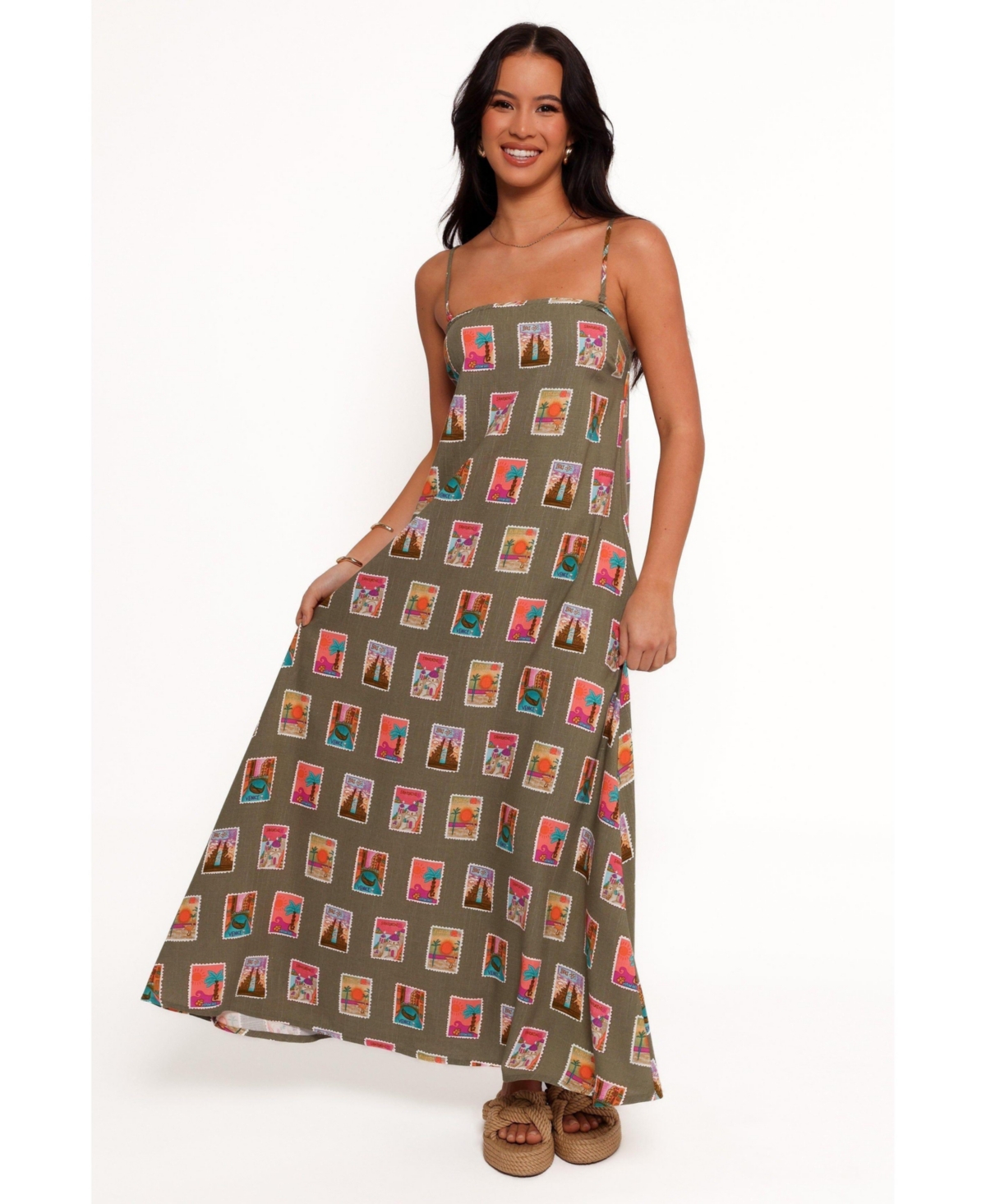 Click here for Petal and Pup Womens Aoife Maxi Dress - Olive prin... prices