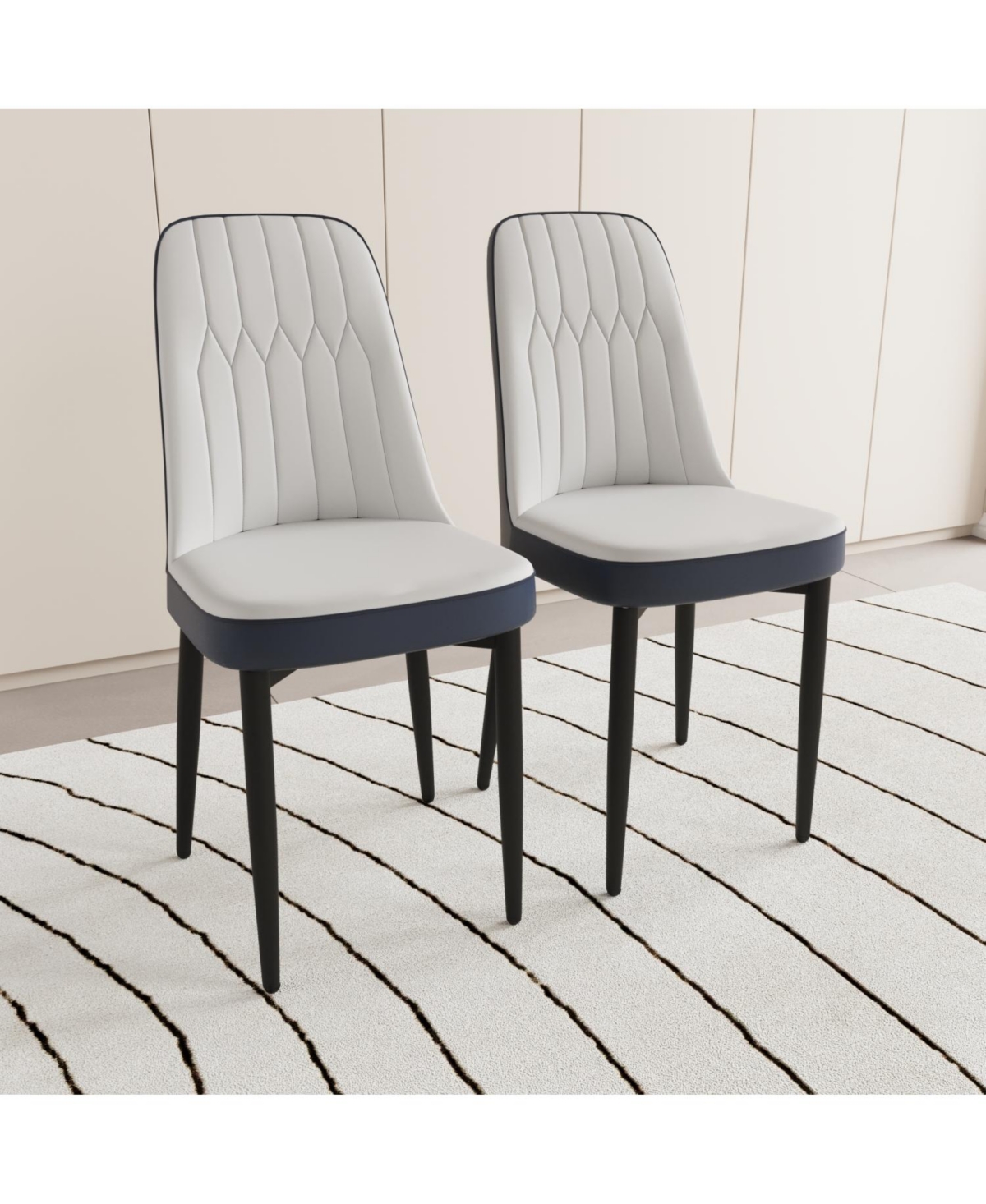 Click here for Streamdale Set of 2 Modern Dining Chairs with Pu L... prices