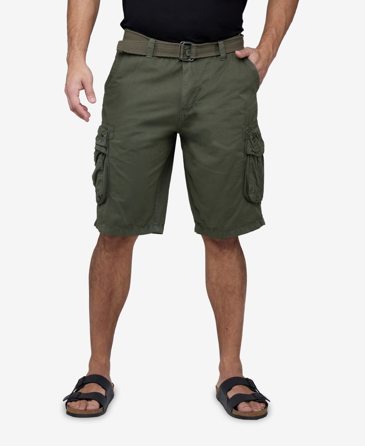 Click here for Mens Belted Double Pocket Cargo Shorts - Sage prices
