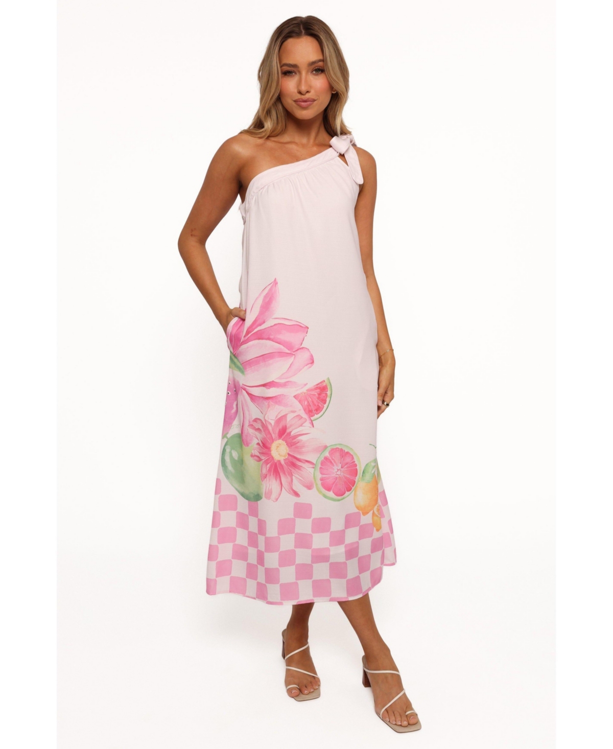 Click here for Petal and Pup Womens Reagan One Shoulder Midi Dres... prices