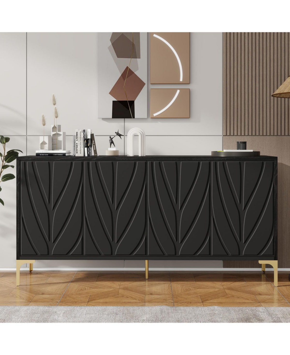 Click here for Modern Black Sideboard Buffet Cabinet - 60" -... prices