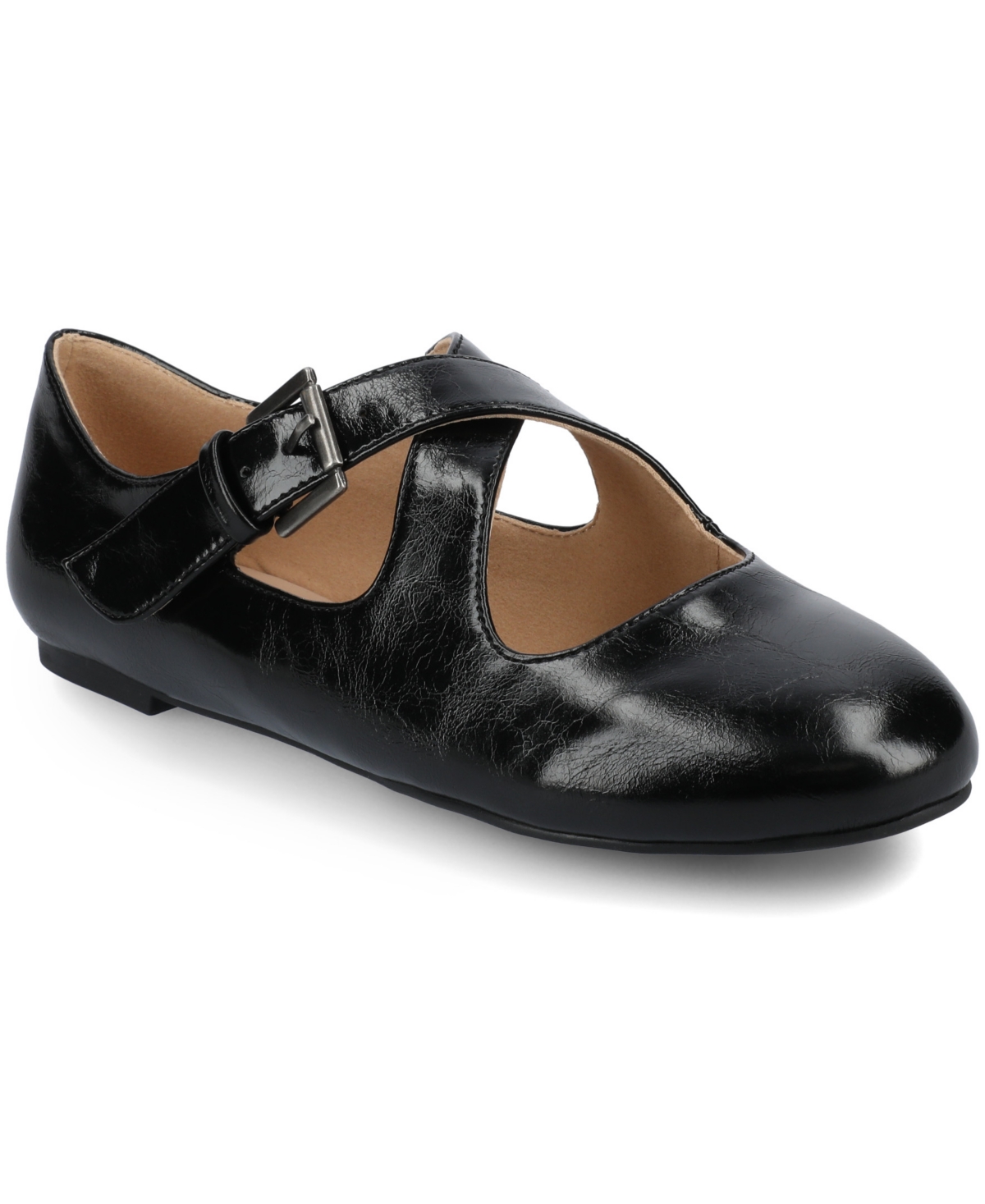 Journee Collection Womens Ivanna Almond Toe Mary Jane Flats - Black