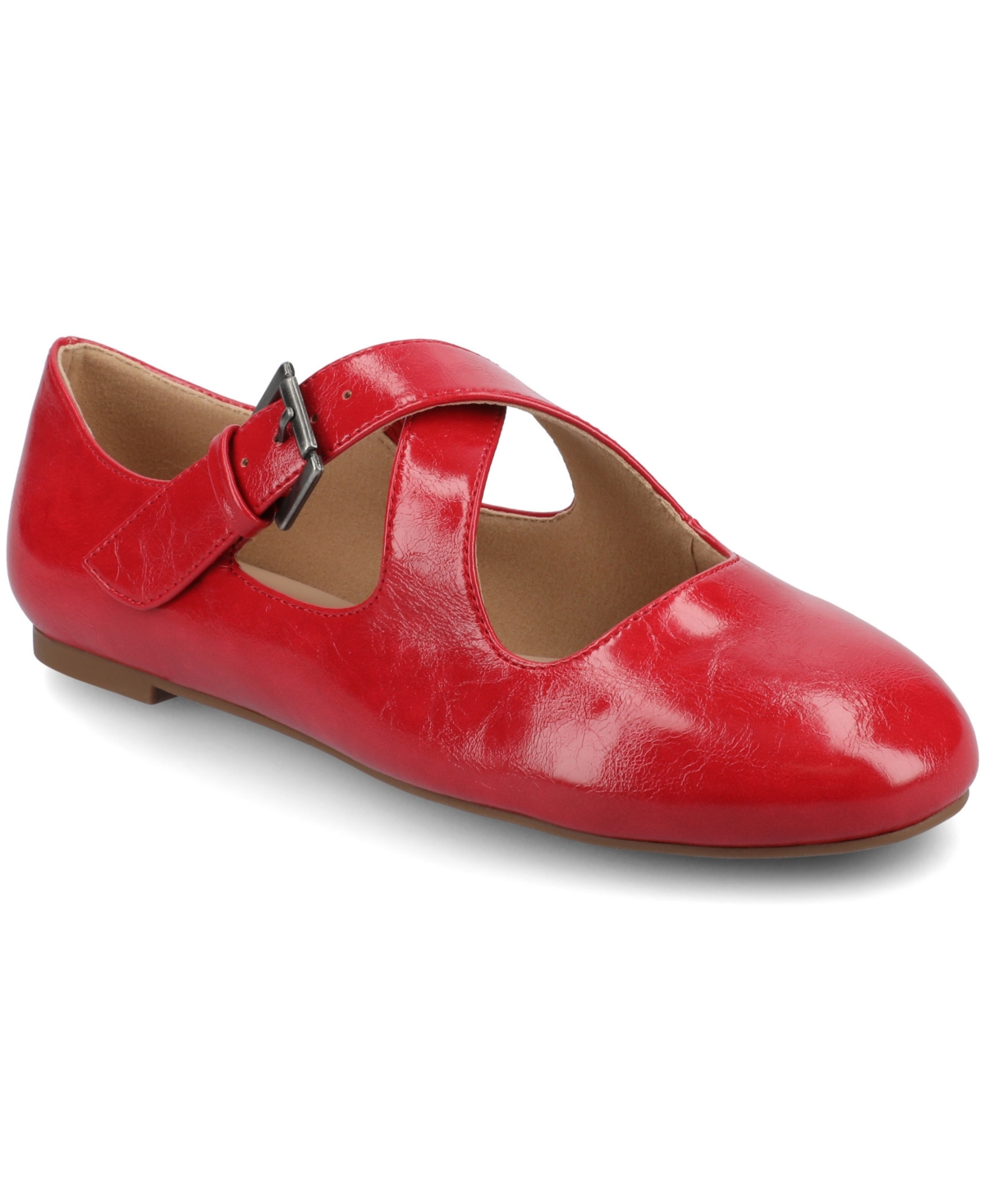 Journee Collection Womens Ivanna Almond Toe Mary Jane Flats - Red