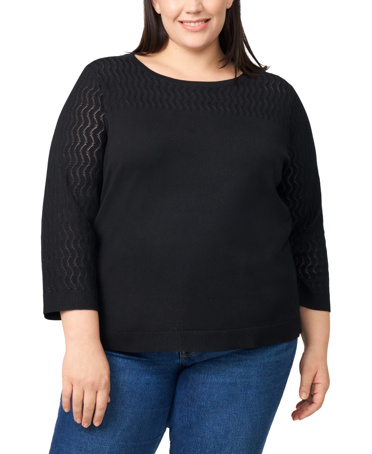 Click here for Melissa Paige Plus Size Pointelle-Yoke 3/4-Sleeve... prices
