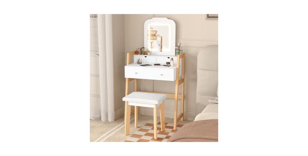 Click here for Adjustable Height Vanity Desk Set with 3-Color Led... prices