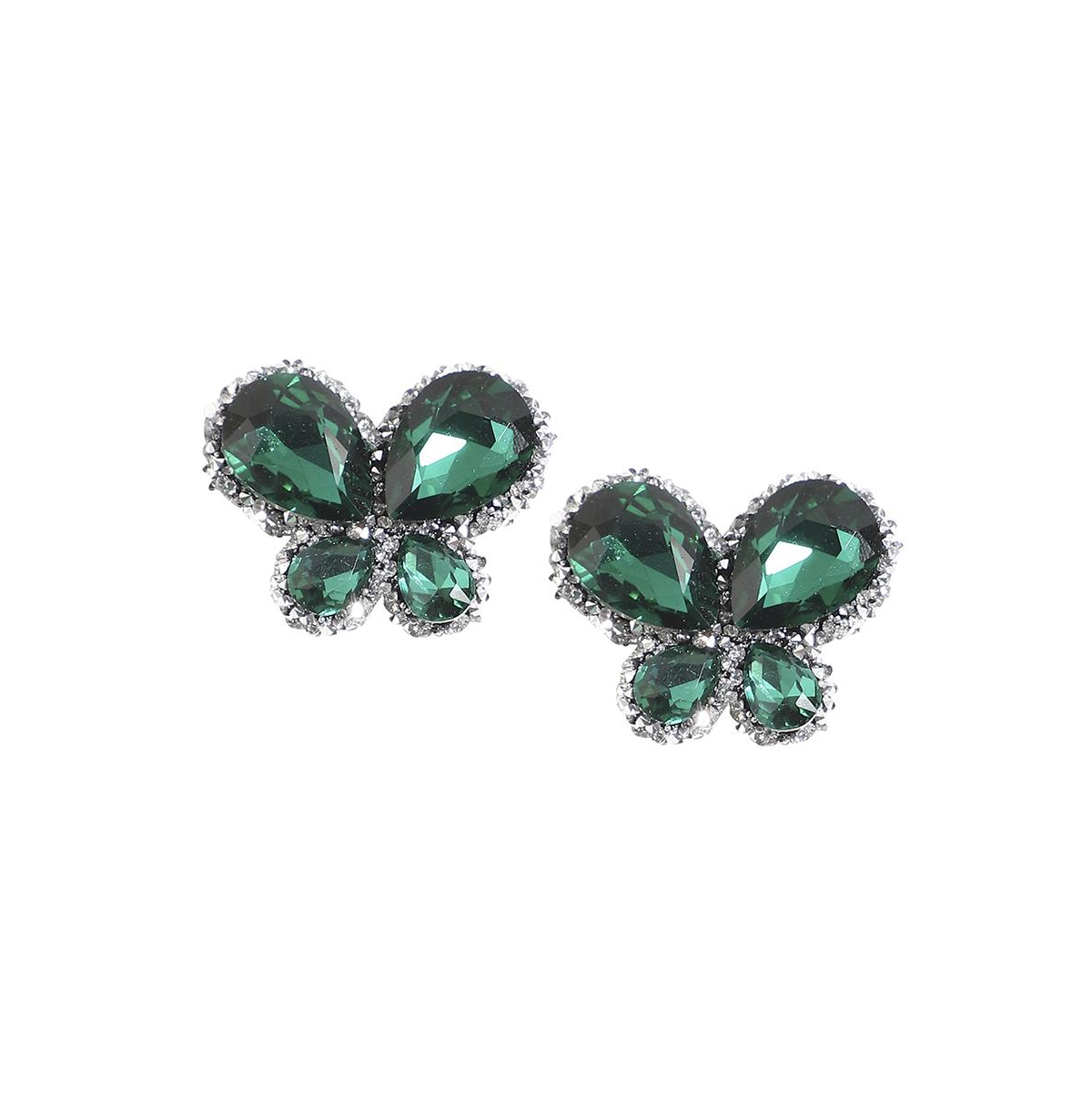 Click here for Sohi Embellished Butterfly Stud Earrings - Green prices