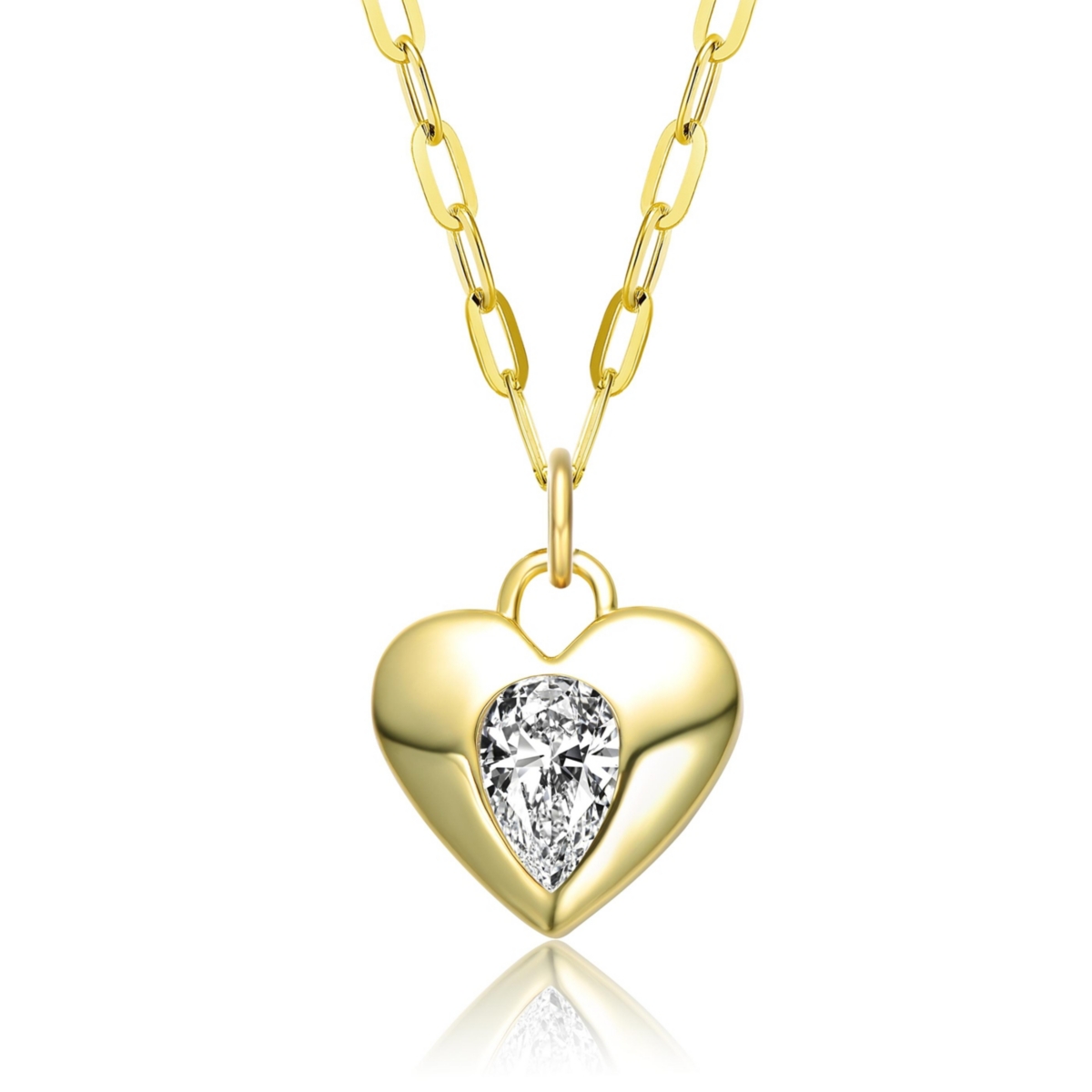 Click here for 14K Gold Plated with Clear Cubic Zirconia Heart Pe... prices