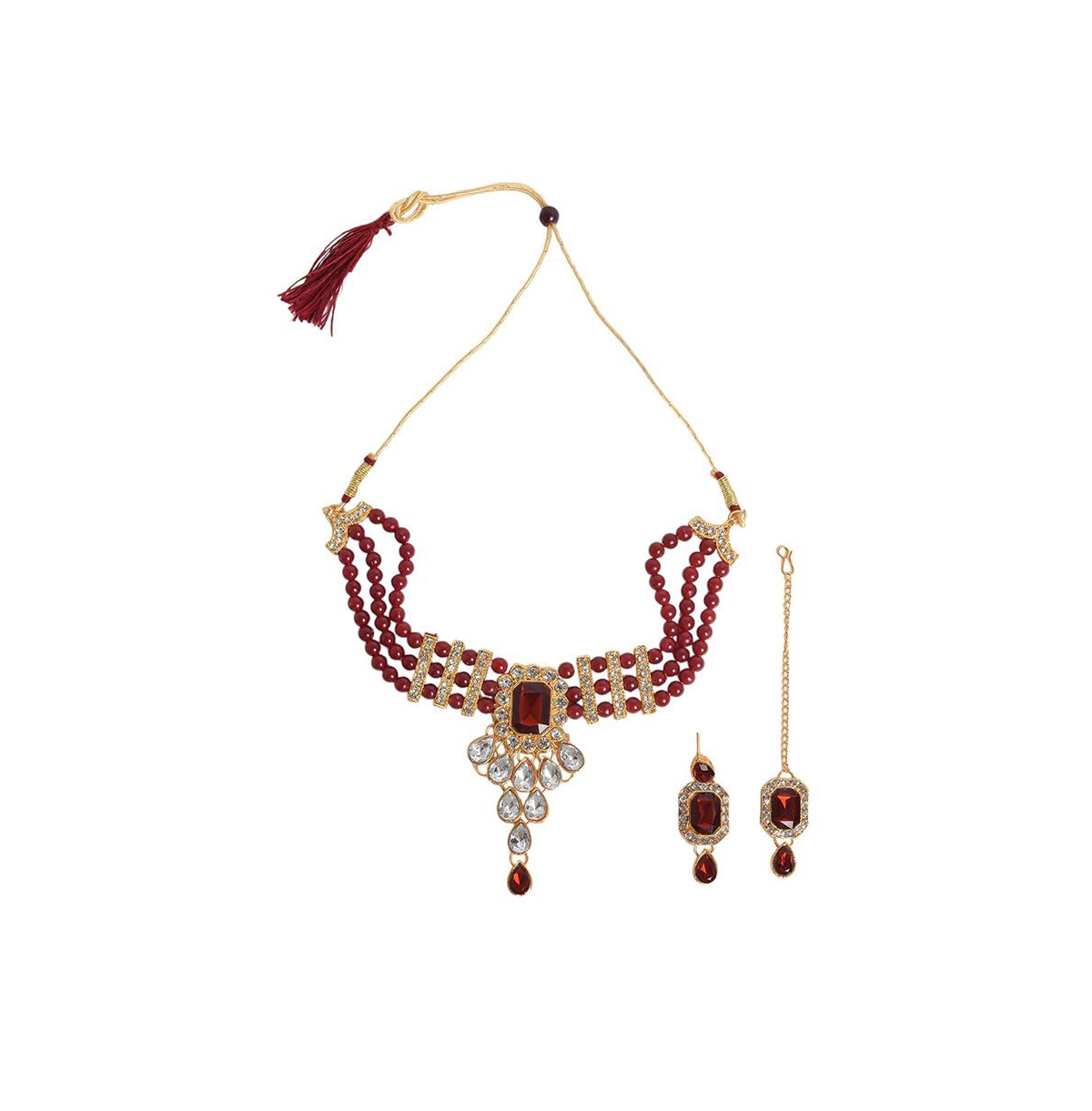 Click here for Sohi Stone-Block Jewellery Set - Red prices