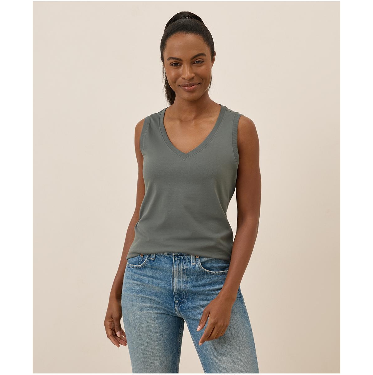 Click here for Pact Womens Organic Cotton Softspun V-Neck Tank -... prices