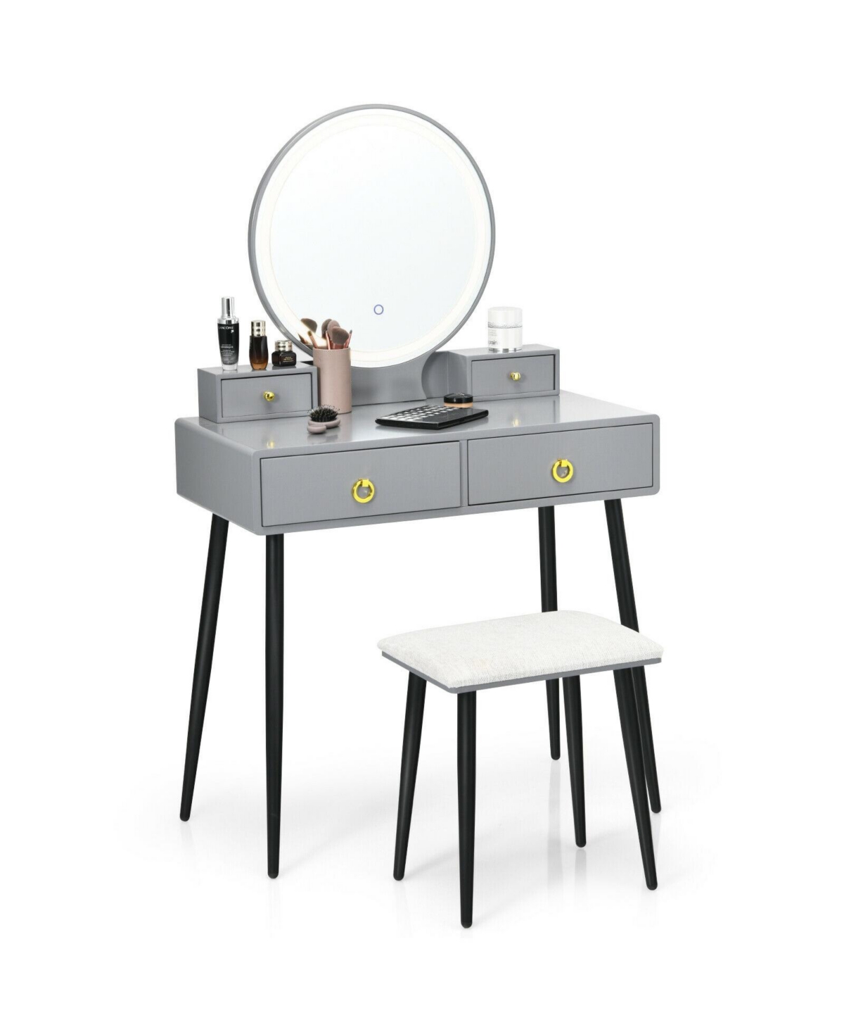 Click here for Vanity Table Set with Mirror - Grey prices