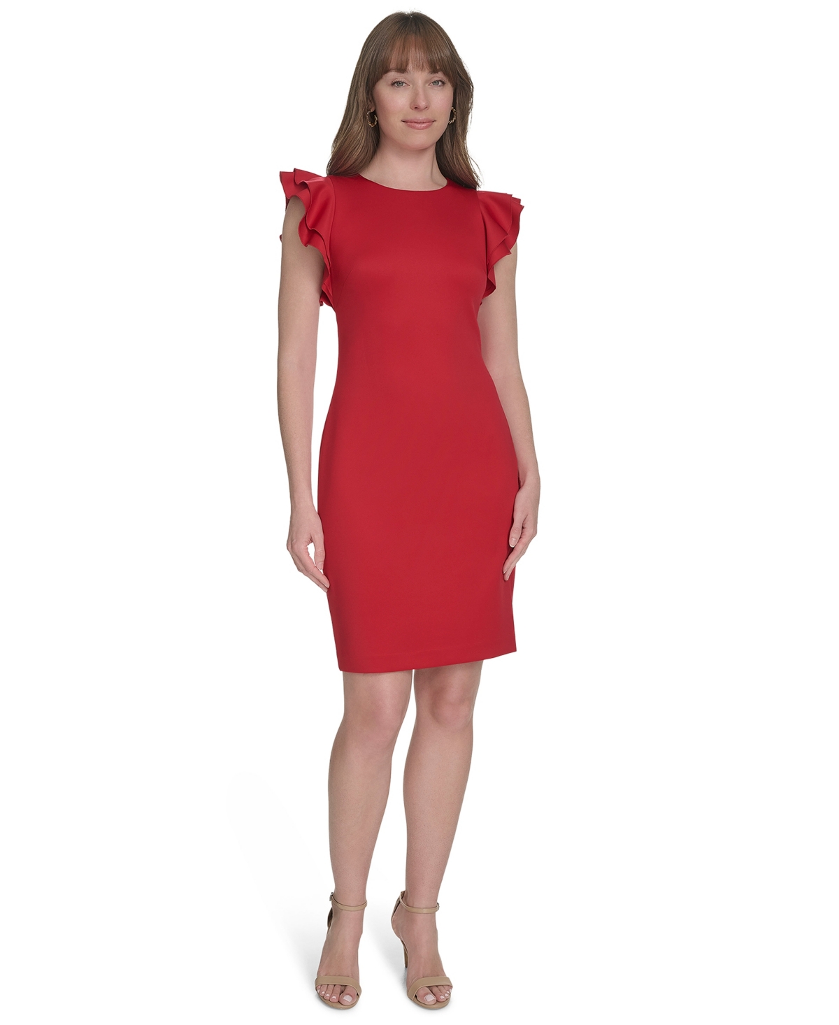 Click here for Tommy Hilfiger Womens Ruffle-Sleeve Sheath Dress -... prices