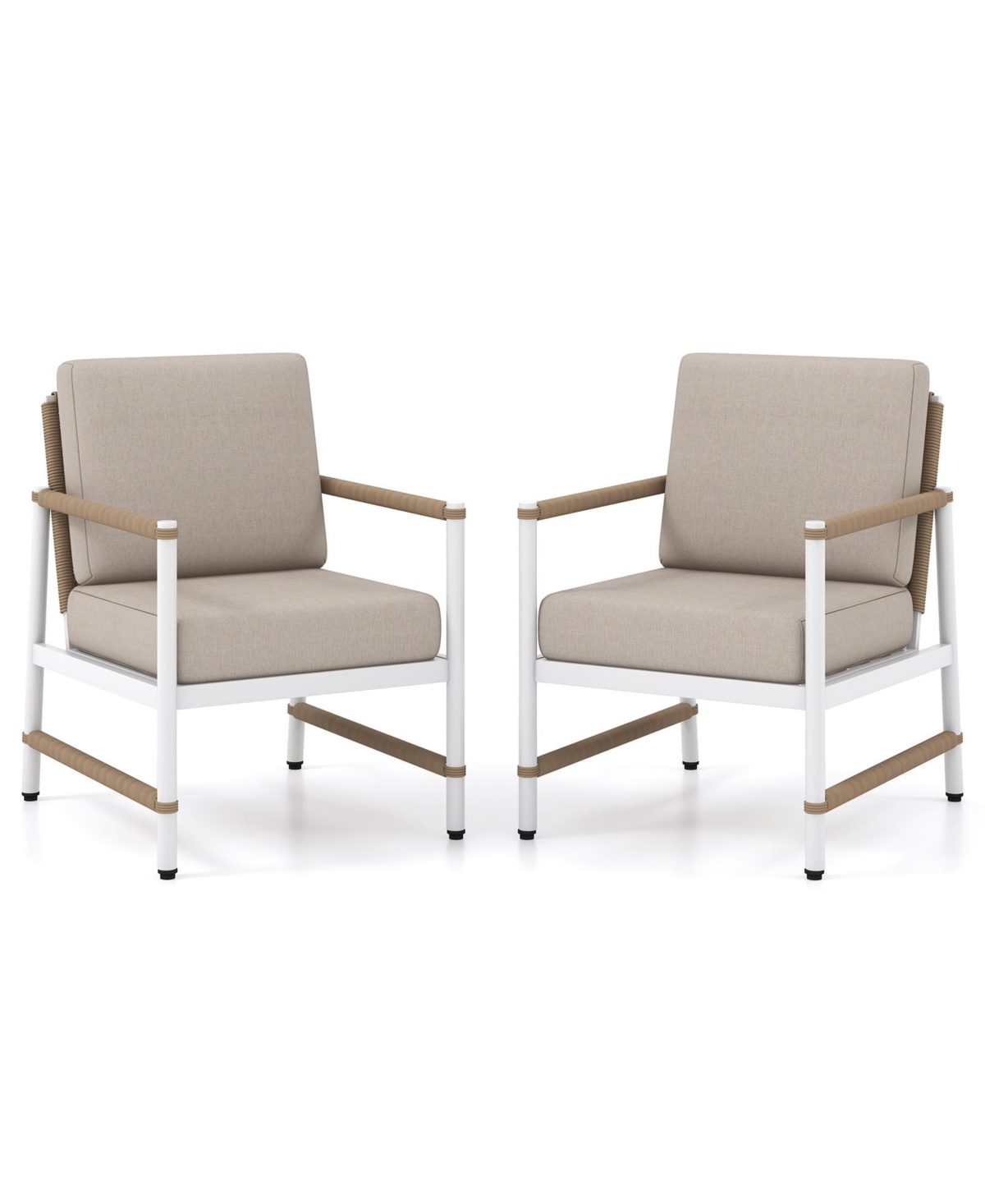 Click here for 2 Packs Patio Aluminum Sofa with Wicker Backrest a... prices