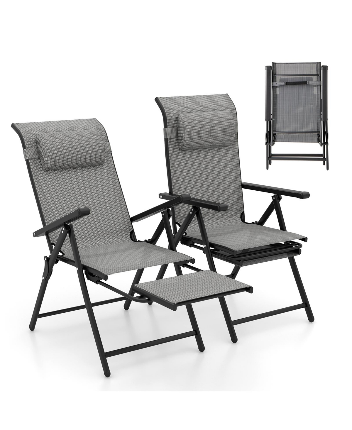Click here for Gymax Folding Patio Chairs Set of 2 Lounge Chairs... prices