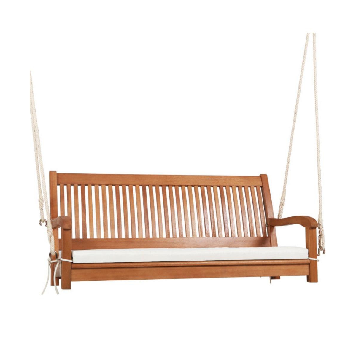 Click here for 2-Person Hanging Porch Swing Wood Bench with Cushi... prices