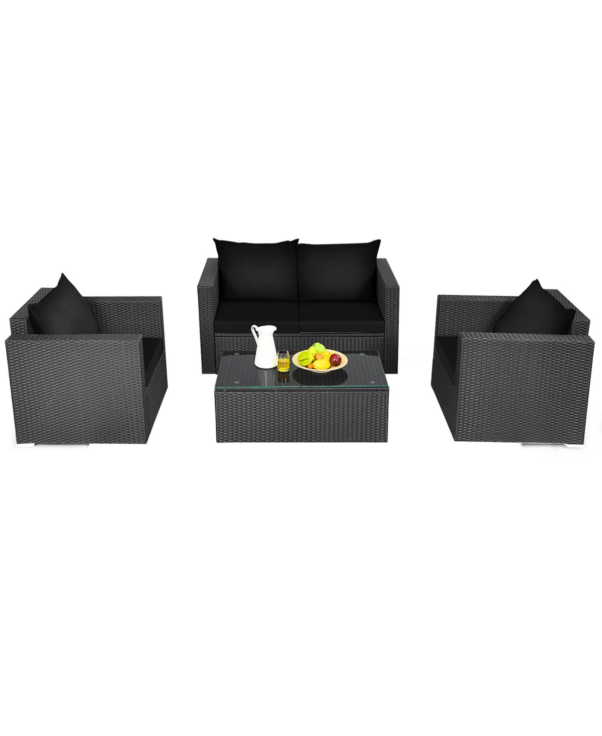 Click here for Gymax 4 Piece Rattan Outdoor Furniture Set Patio C... prices