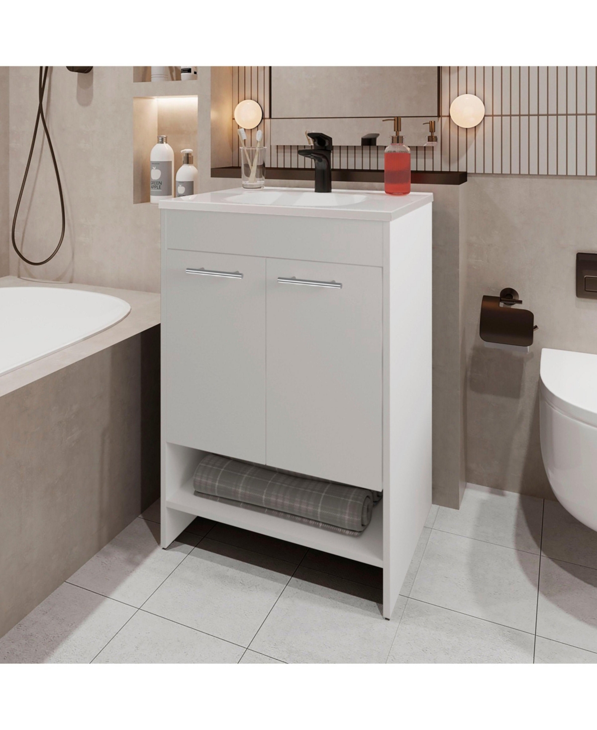 Click here for Shell Bathroom Vanity with 2 Doors and Open Storag... prices