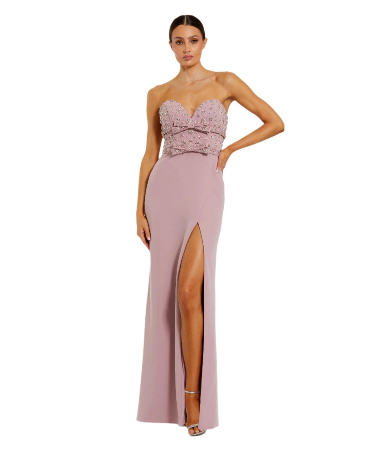 Mac Duggal Womens Strapless Sweetheart Crepe Gown - Dusty rose