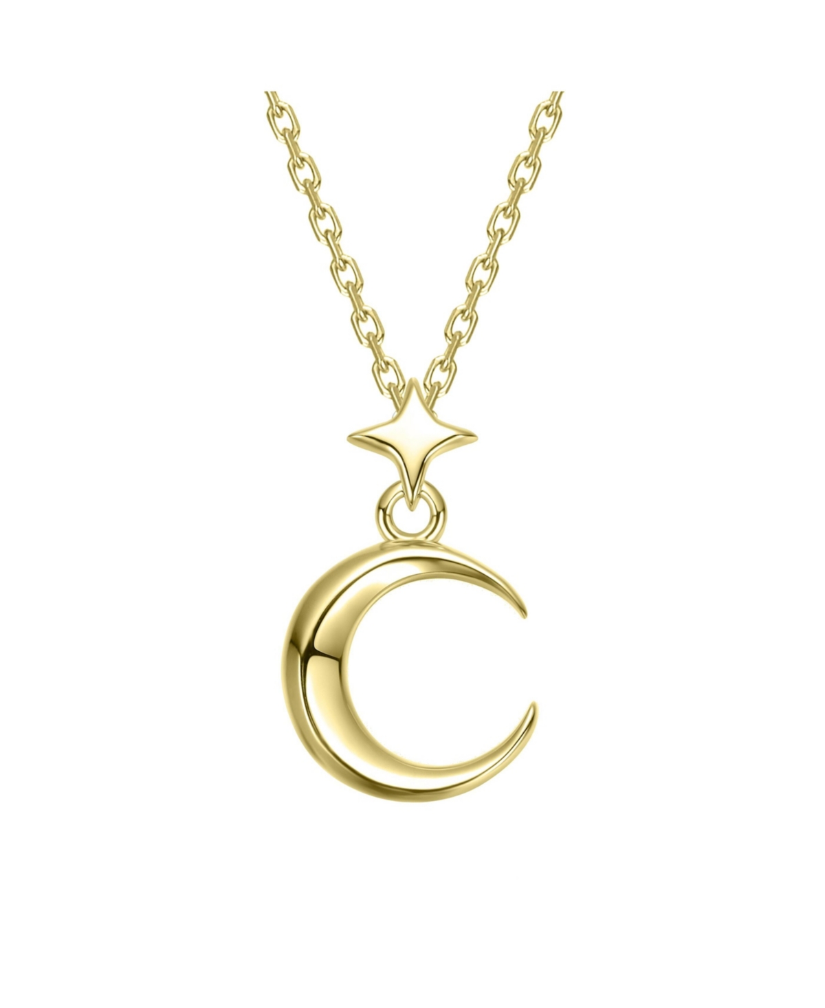 Click here for Sleek Crescent Moon and Star Necklace - Gold prices
