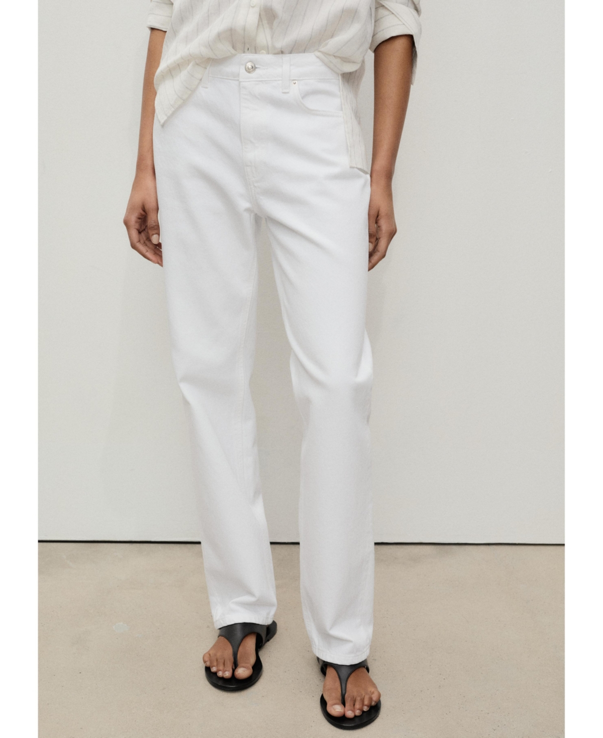 Click here for Mango Womens Mid-Rise Straight Jeans - White prices
