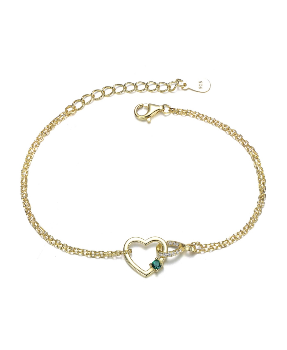 Click here for 14K Gold Plated with Green Cubic Zirconia Heart Ch... prices