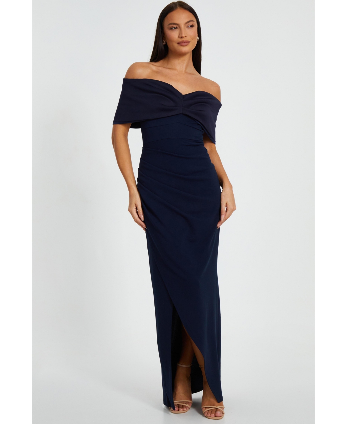 Click here for Quiz Womens Bardot Scuba Crepe Contrast Front Wrap... prices