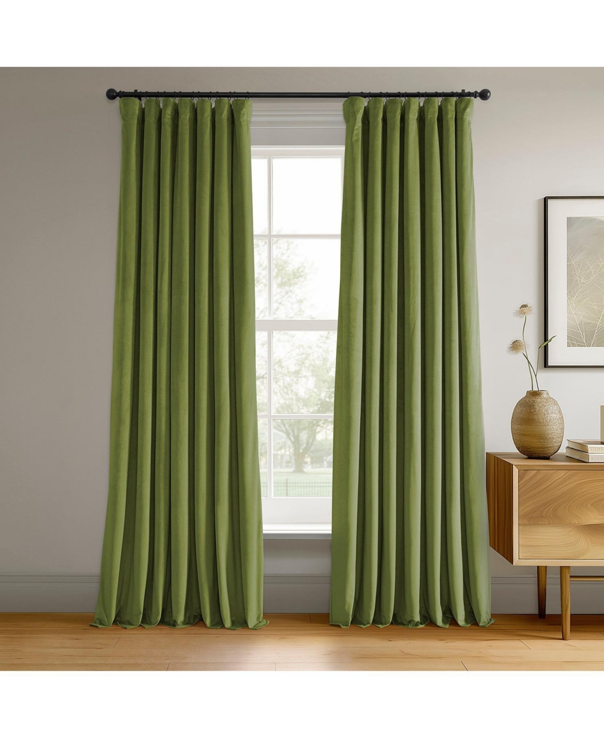 Click here for Half Price Drapes Basque Green Signature Velvet Bl... prices