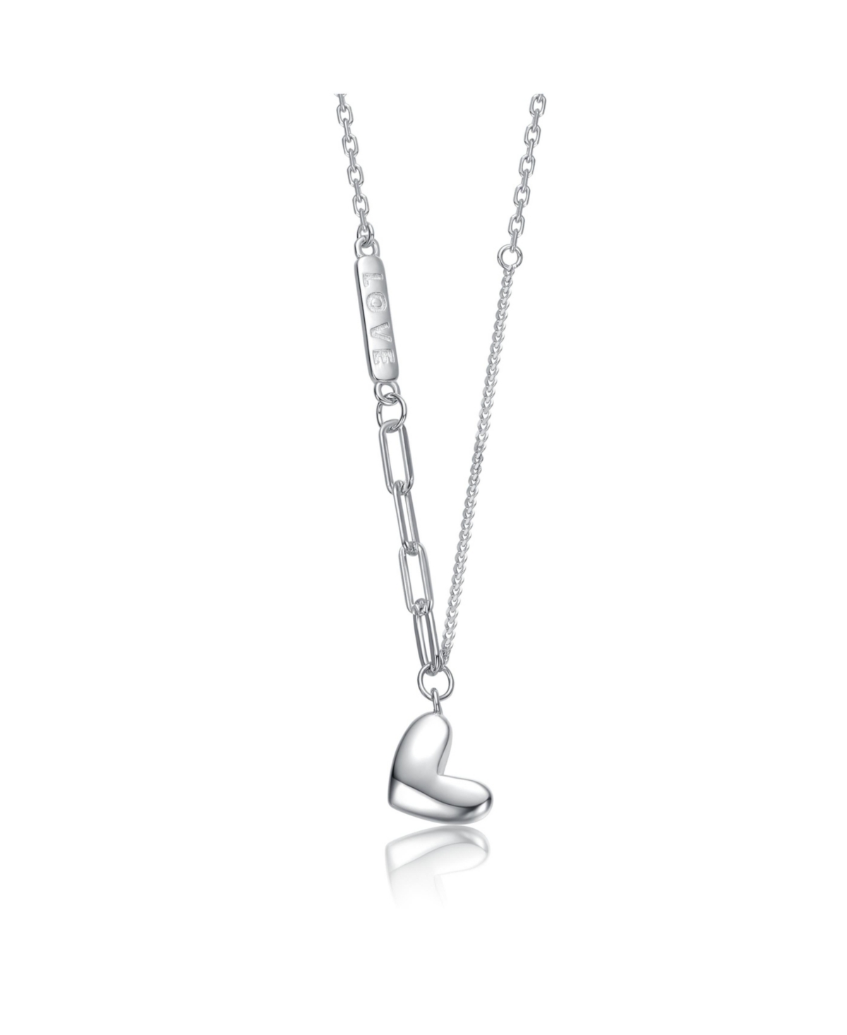 Click here for White Gold Plated Sleek Mixed Chain Heart Pendant... prices