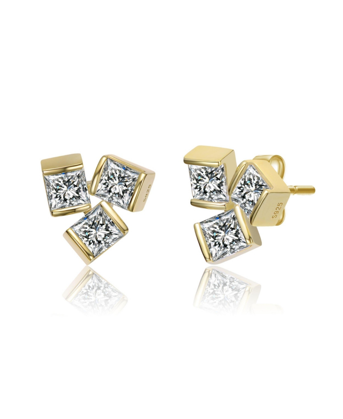Click here for 14K Gold Plated with Clear Cubic Zirconia 3-Stone... prices