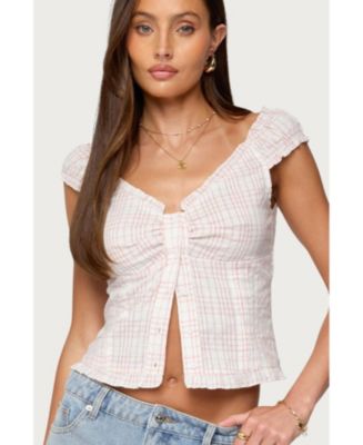 Edikted Women's Dolsy Plaid Button Up Top - Macy's