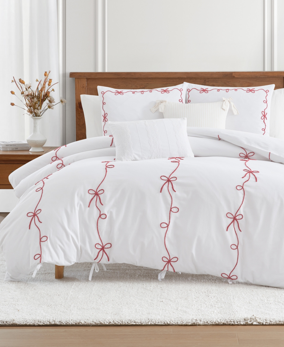 Click here for Peri Home Sasha Bows Embroidered 2-Pc. Duvet Cover... prices