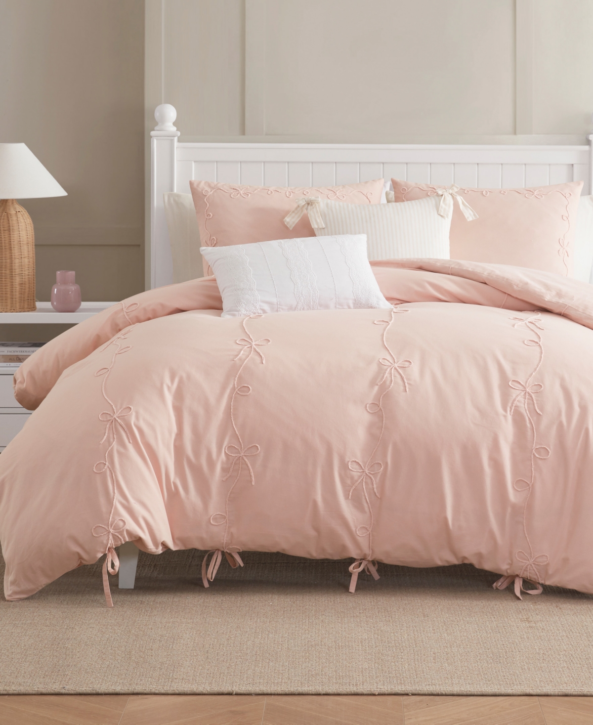 Click here for Peri Home Sasha Bows Embroidered 3-Pc. Duvet Cover... prices
