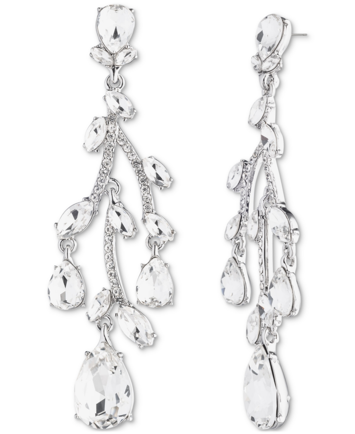 Click here for Givenchy Silver Tone Viney Crystal Chandelier Earr... prices