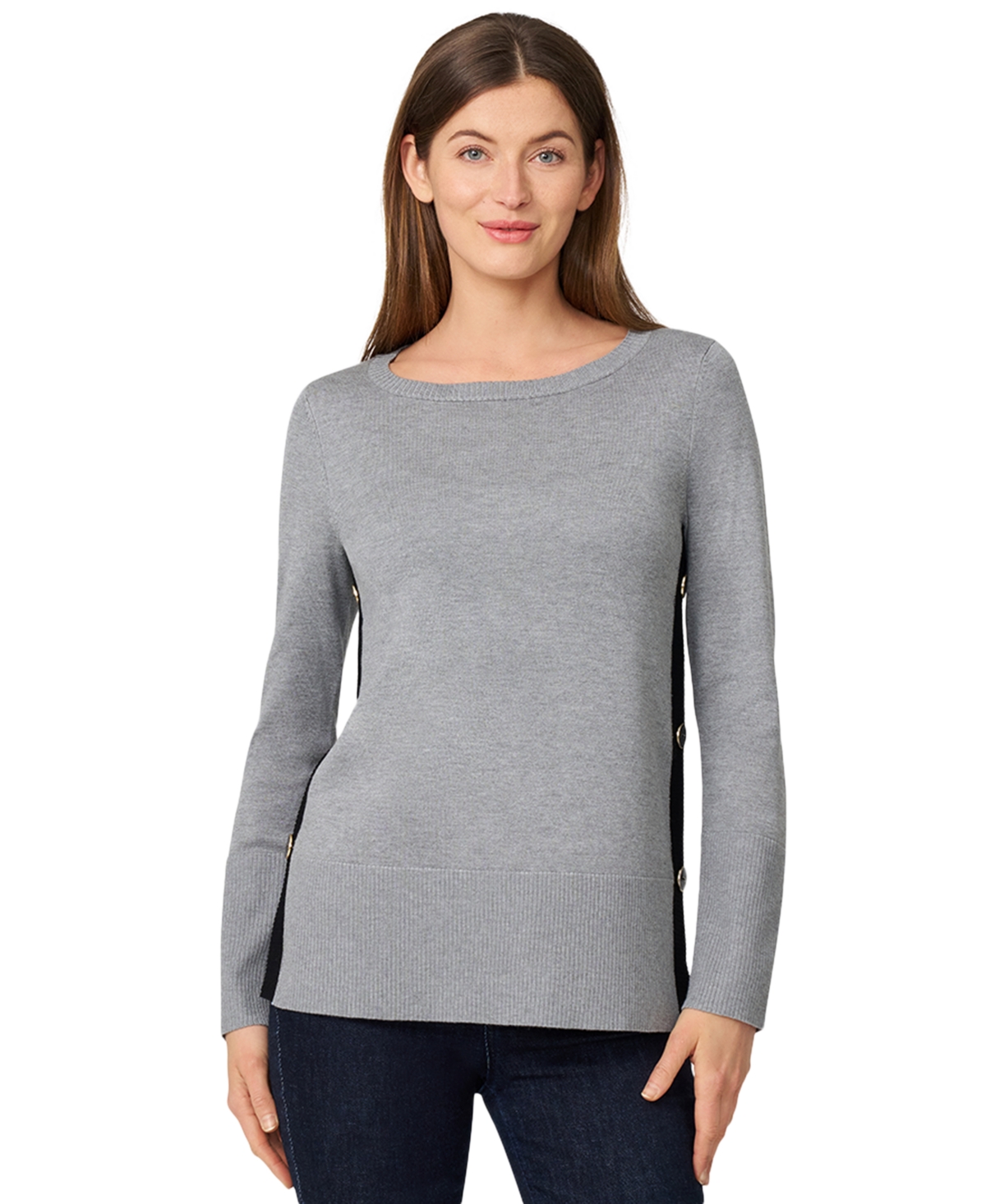 Click here for Melissa Paige Womens Contrast-Trim Side-Button Tun... prices