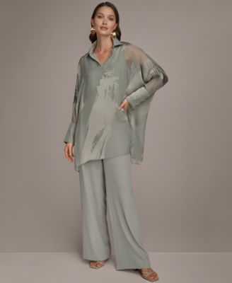 Click here for Donna Karan New York Womens Long Sleeve Burnout Tu... prices