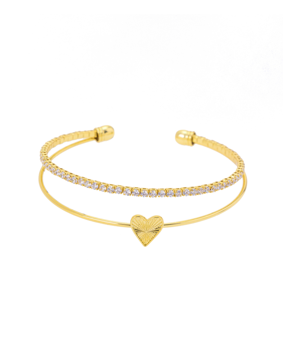 Click here for Unwritten Cubic Zirconia Heart Cuff Bracelet - Gol... prices