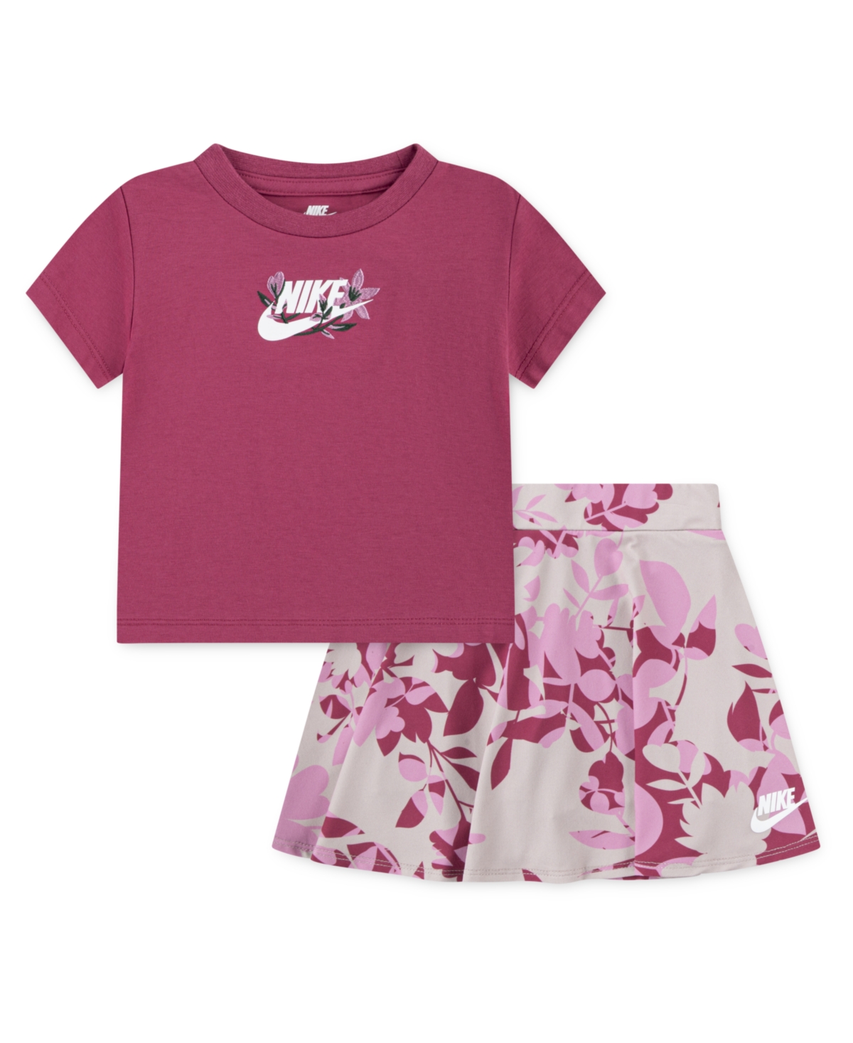 Nike Toddler Girls 2-Piece Printed Club T-Shirt and Scooter Set - Platinum Violet